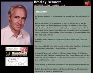 RIP Bradley Bennett November 19, 1942 - January 2, 2014 | Blind Pig and The Acorn